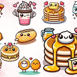 Adorable Kawaii Junk Food Clipart, Cute Digital Food Illustrations for ...
