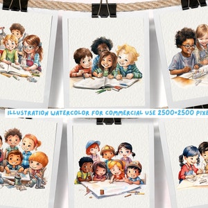 School Kids Clipart, Children Back to School Clipart, Retro Vintage ...