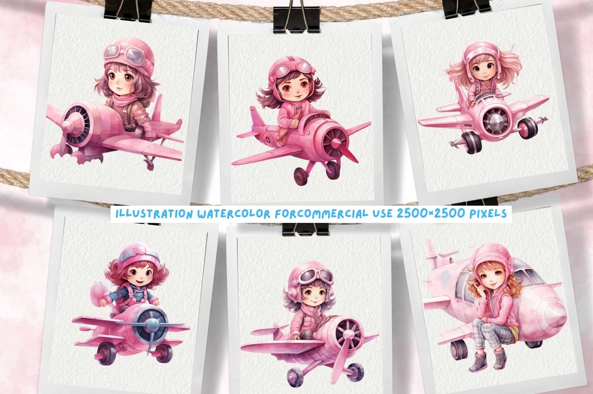 Pink Pilot Clipart Watercolor, Pink Pilot Helicopter, Girl Pilot ...