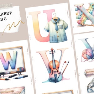 Back to School Alphabet Clipart, Supplies Alphabet, Alphabet, School ...