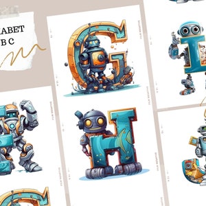 Robot Alphabet Clipart, Robot Cut Files for Cricut, Robot Kids Alphabet ...