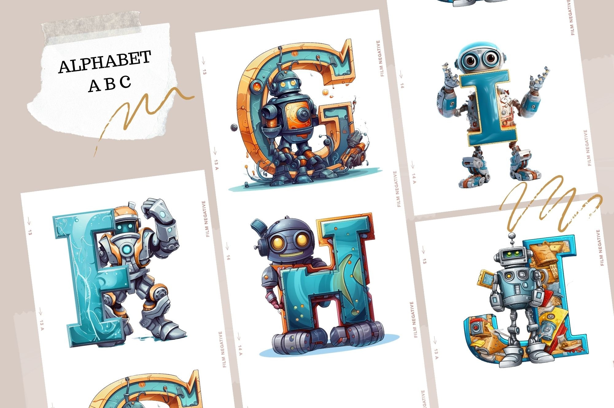 Robot Alphabet Clipart, Robot Cut Files for Cricut, Robot Kids Alphabet ...