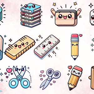 Kawaii Back to School Clipart: Teacher Graphics (PNG) - Etsy