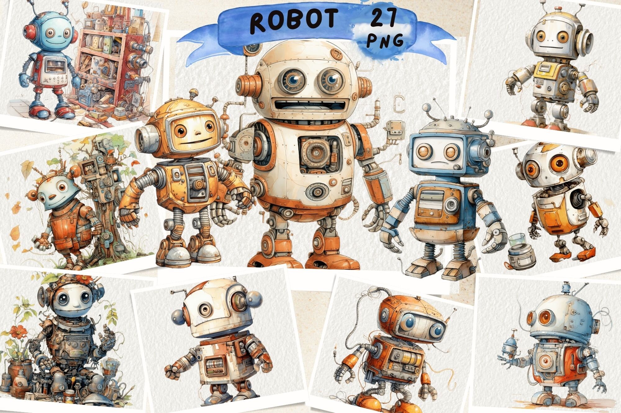 Robot Clipart Robot Characters Fun Robot Rocking Robot - Etsy