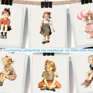 Watercolor Polka Dot Girls Clipart, Baby Girls Clipart, Commercial Use ...