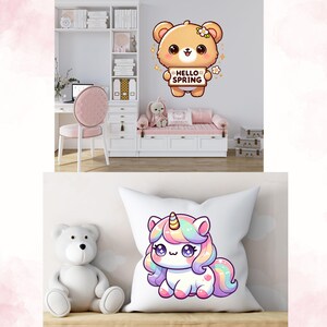 Kawaii Spring Clipart. Cute Flowers, Animals, Rainbows, Bunny, Bee ...