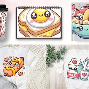 Kawaii Breakfast Clipart, Graphics of Pancakes, Eggs, Coffee, and More ...