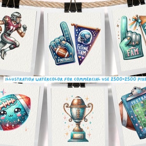 American Football Watercolor Clipart, Cute Sports Illustrations ...