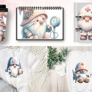 Nurse Doctor Gnomes Watercolor Clipart: Medical Scrapbook (PNG) - Etsy