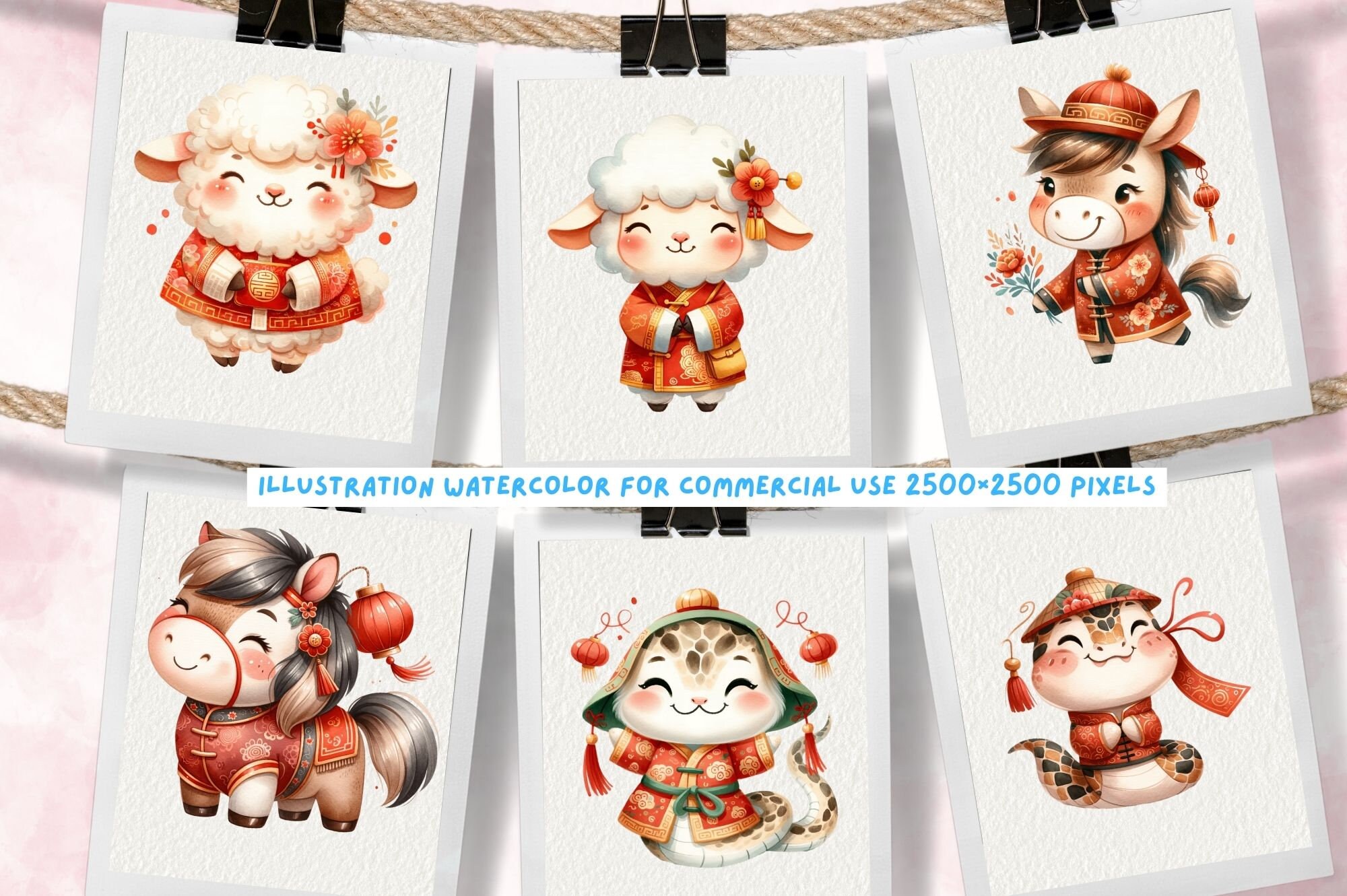 Chinese Zodiac Watercolor Clipart, Animal Signs China, Chinese New Year ...