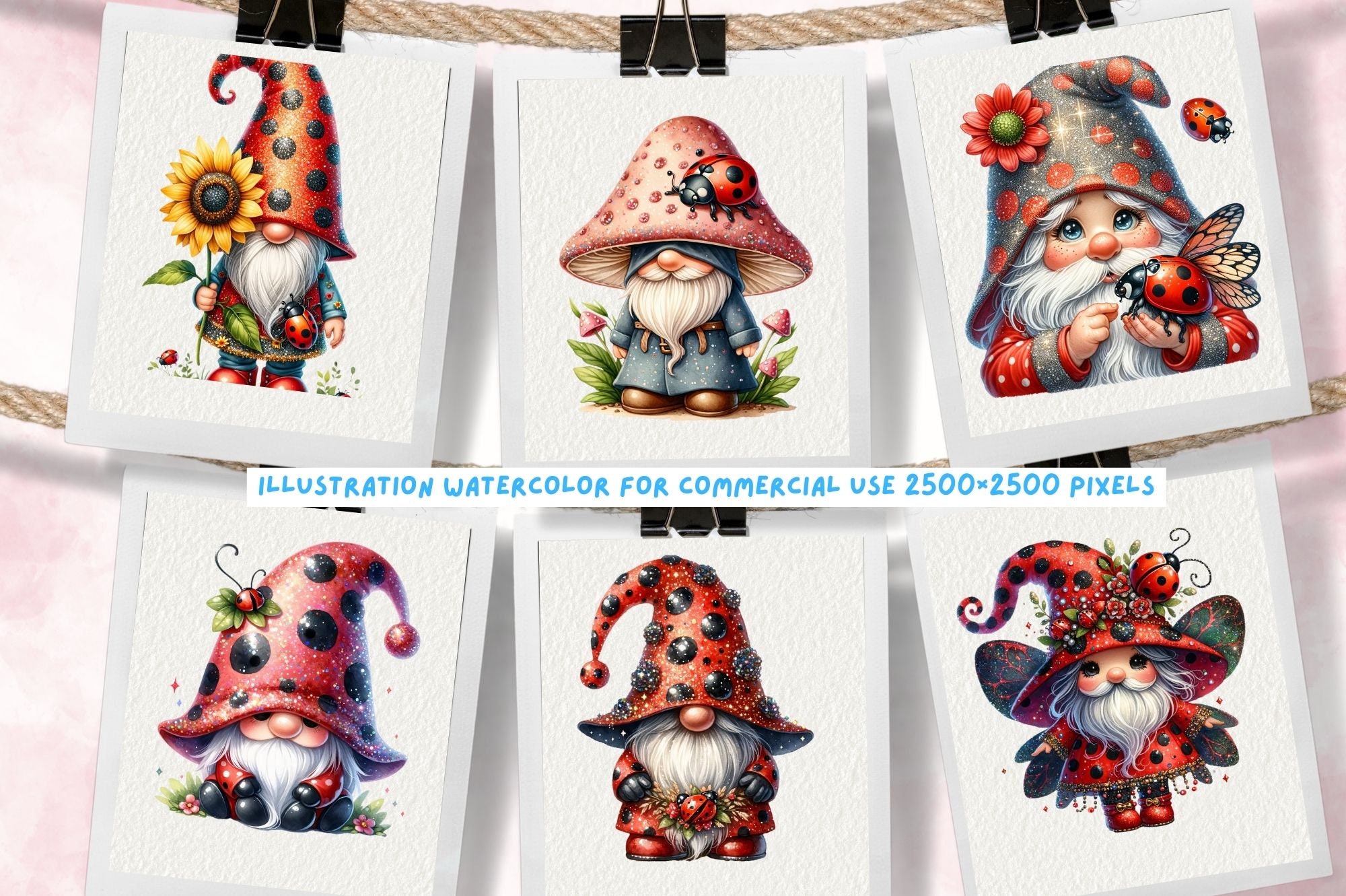 Cute Ladybug Gnomes Clipart, Spring Gnome, Love Bug, Valentine ...