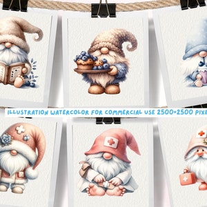 Nurse Doctor Gnomes Watercolor Clipart: Medical Scrapbook (PNG) - Etsy