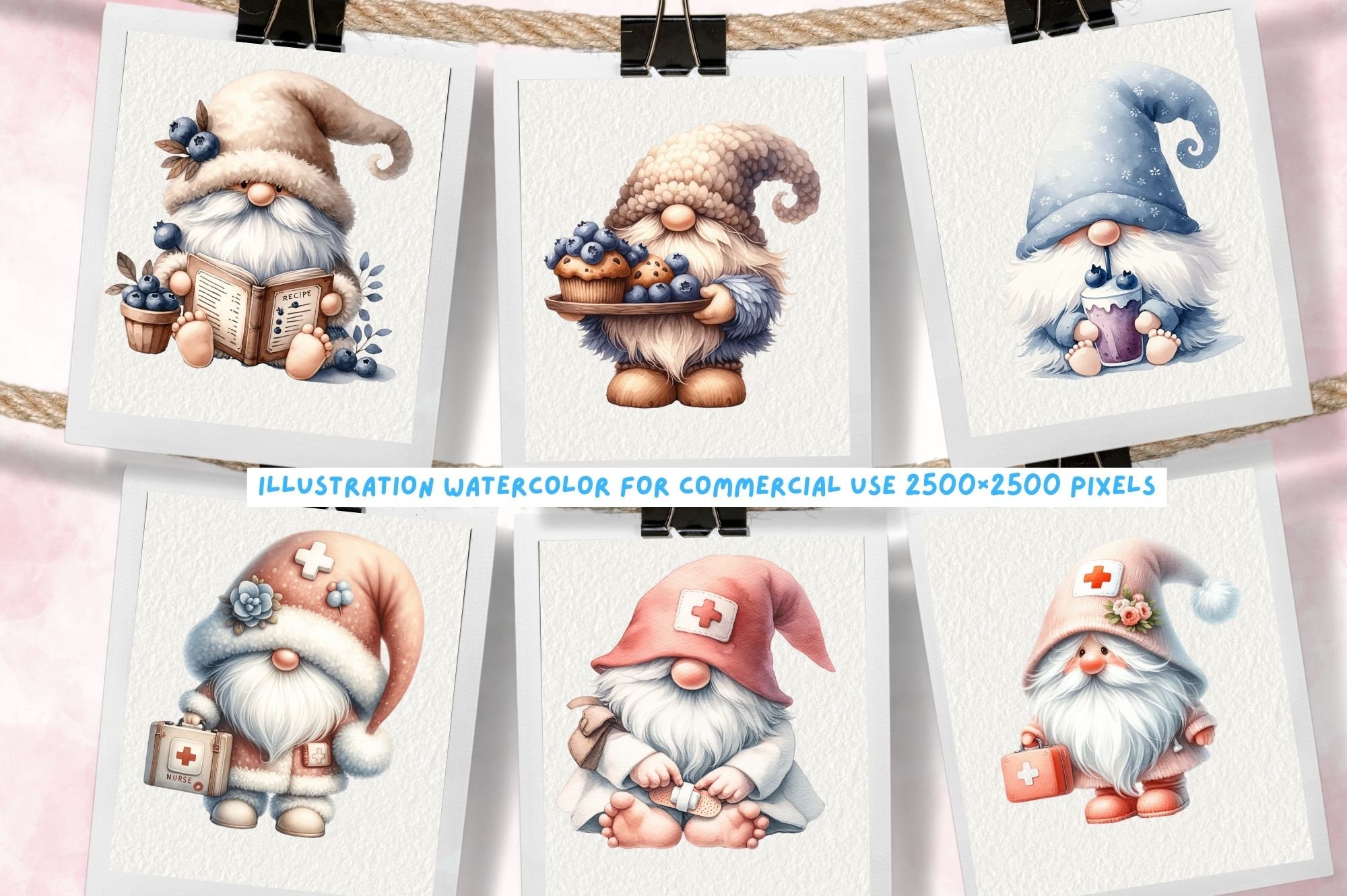 Nurse Doctor Gnomes Watercolor Clipart: Medical Scrapbook (PNG) - Etsy