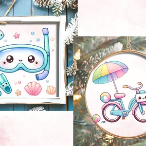 Kawaii Beach Clipart, Summer Clipart, Cute Kawaii Cartoon Characters ...
