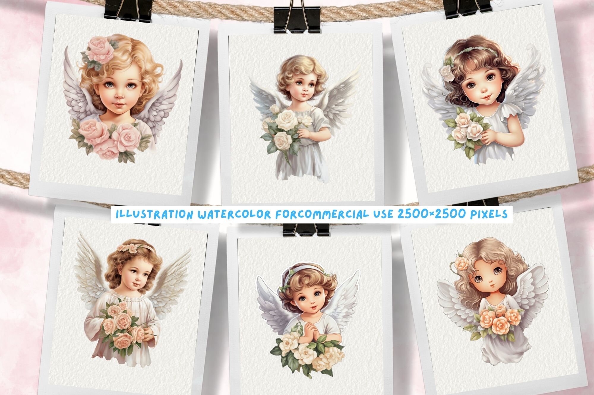 Adorable Angel Clipart, Angel Baby Clipart, Pink, Girl, Kid, Little ...