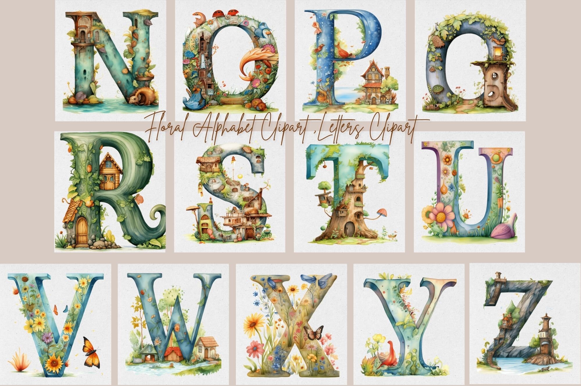 Fairy Tale Letters Clipart, Whimsical Fantasy Funn, Fantasy Fonts ...