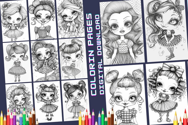 Cute Rockabilly Retro Girl Coloring , Funny Rockabilly Retro Girl ...