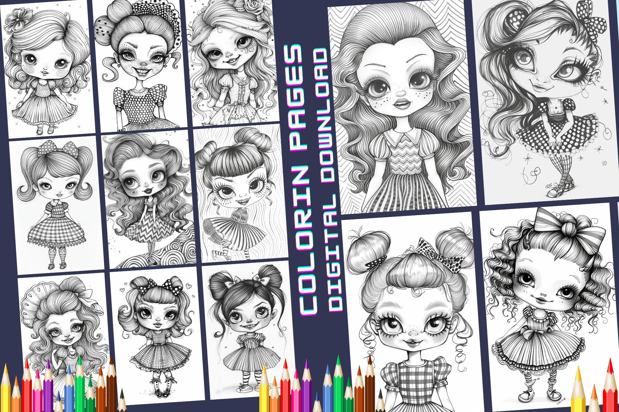Cute Rockabilly Retro Girl Coloring , Funny Rockabilly Retro Girl ...