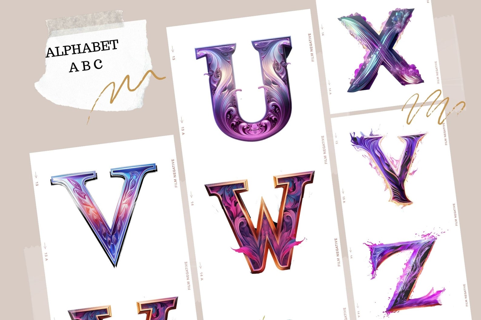 Light Purple Colorful Alphabet Clipart, Bright Pink Blue Purple Alcohol ...