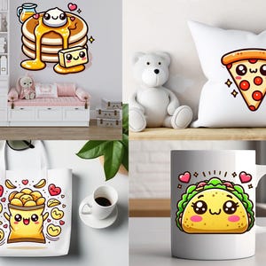 Adorable Kawaii Junk Food Clipart, Cute Digital Food Illustrations for ...
