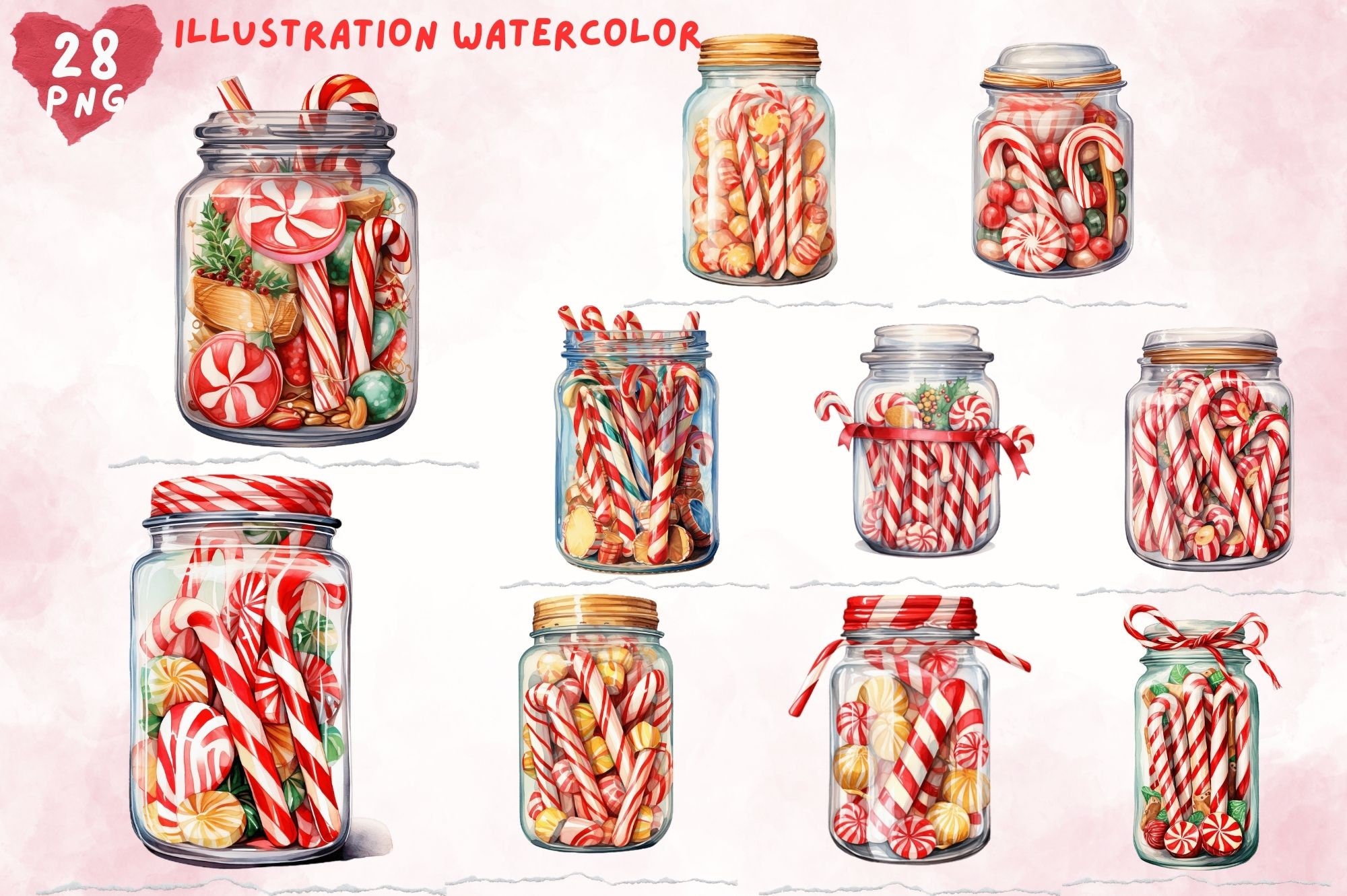 Christmas Candy Cane in a Jar Clipart, Christmas Candy Cane Clip Art ...