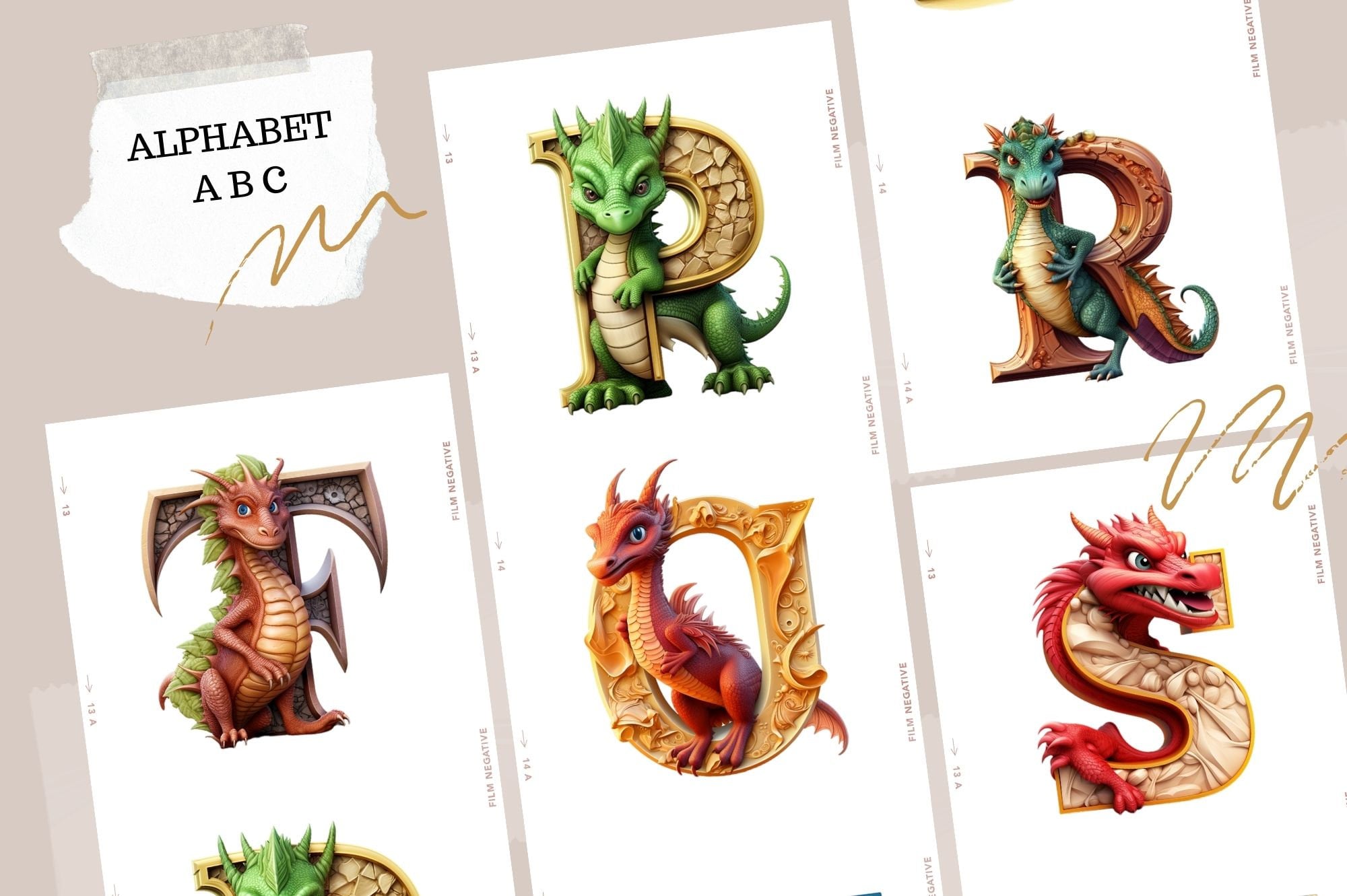 Cartoon Baby Dragon Letters Clipart, Fantasy Dragon, Alphabet Graphics ...