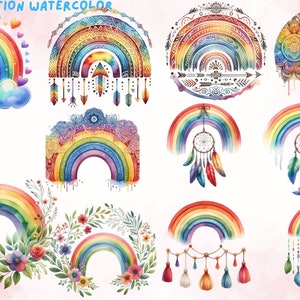 Boho Rainbow Watercolor Clipart, Neutral Rainbow PNG, Baby Shower ...