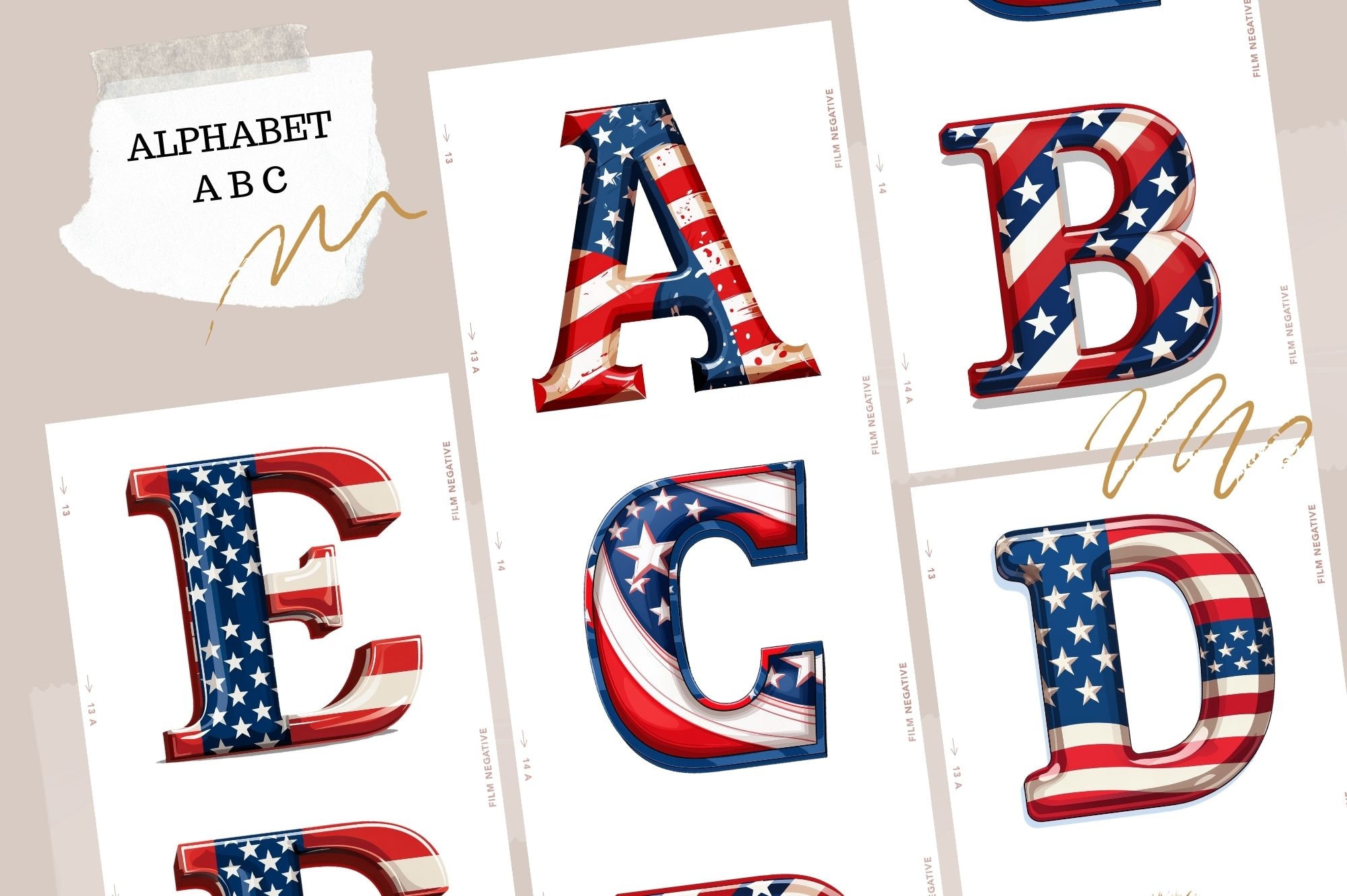USA Alphabet Letters Clipart Patriotic American Flag Letters - Etsy