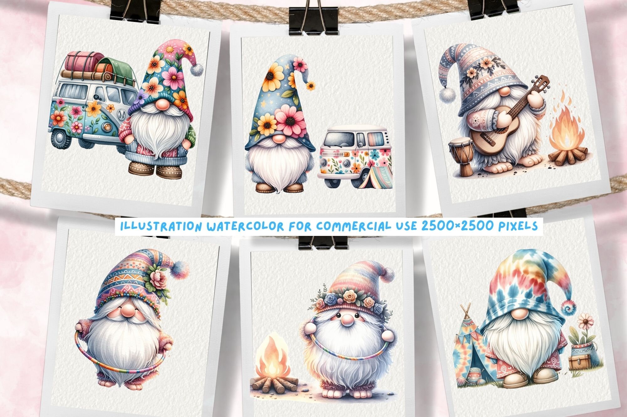 Hippie Gnomes Clipart, Gnome Tie Dye Clipart, Gnome Graphics, Tie Dye ...