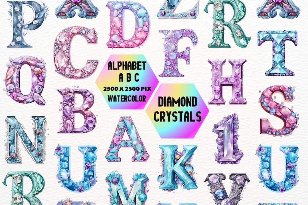 Crystal Alphabet, Crystal Alphabet Scrapbook, Gemstone Clipart, Nature ...