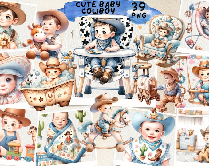 Baby Cowboy Clipart - Cowboy Baby Shower Clipart – Western Baby Boy ...