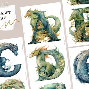 Dragon Themed Alphabet Clipart, Dragon Clipart ,celtic Alphabet ...