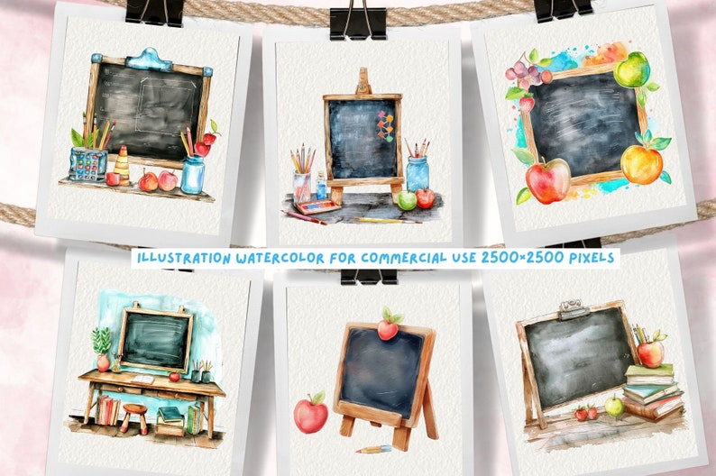 Blackboard Clipart, Watercolor Blackboard Clipart, Chalk, Alphabet ...
