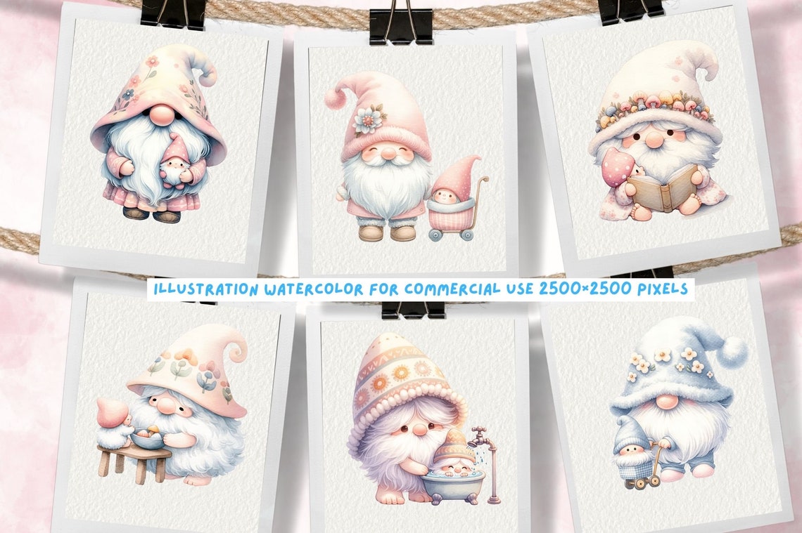 Mother's Day Gnome Watercolor Clipart, Mom Baby Watercolor PNG, Mother ...