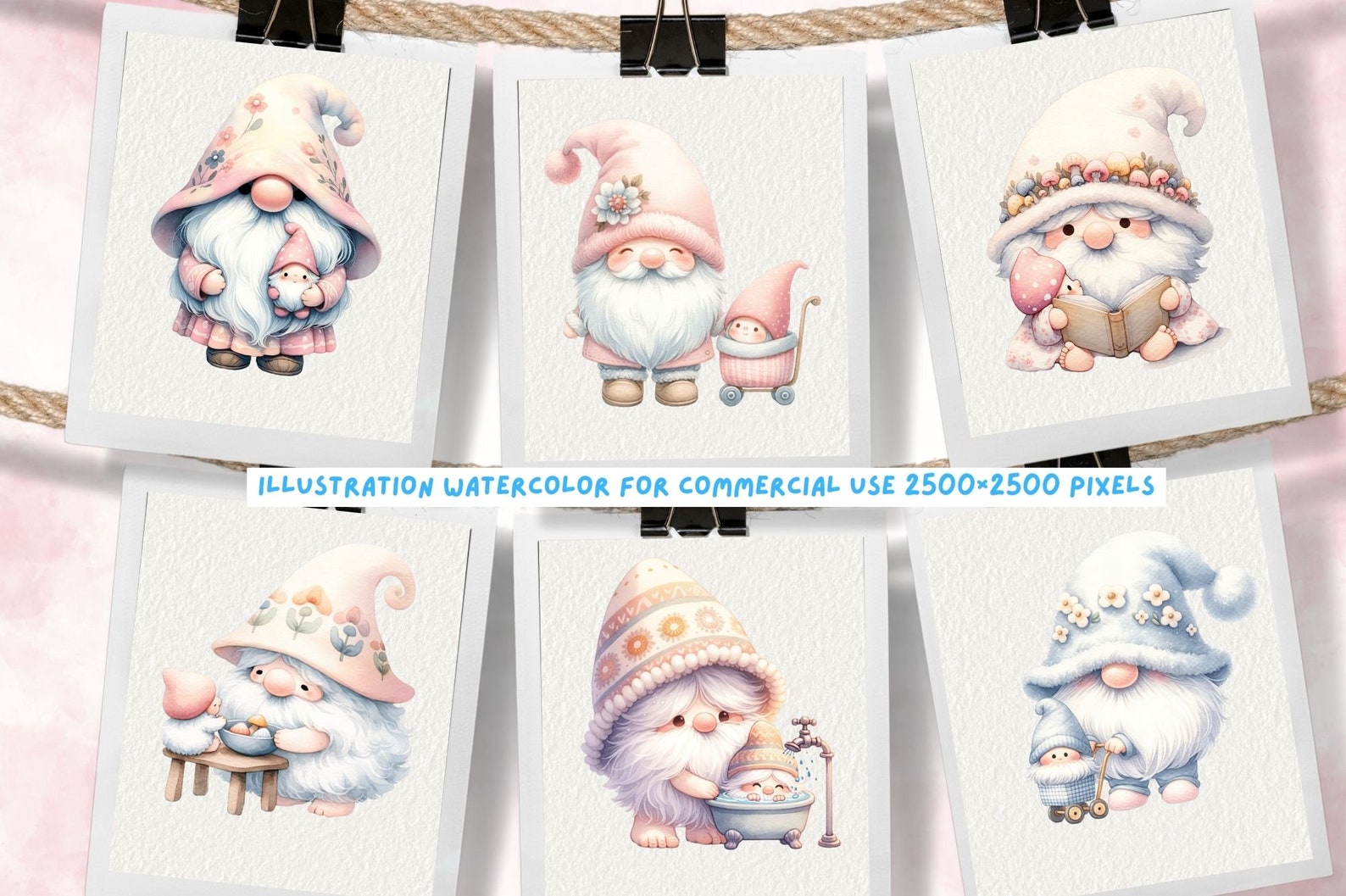 Mother's Day Gnome Watercolor Clipart, Mom Baby Watercolor PNG, Mother ...