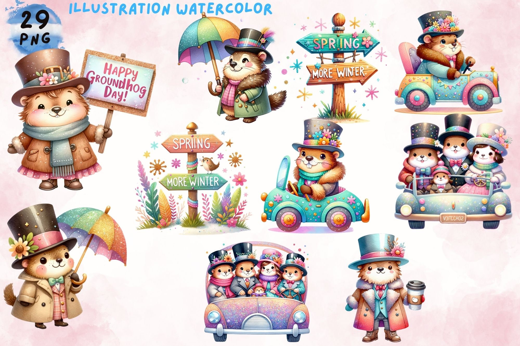 Cute Groundhog Day Clipart, Happy Groundhog, Marmot Clipart, Cute ...