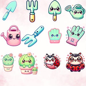 Kawaii Spring Clipart. Cute Flowers, Animals, Rainbows, Bunny, Bee ...