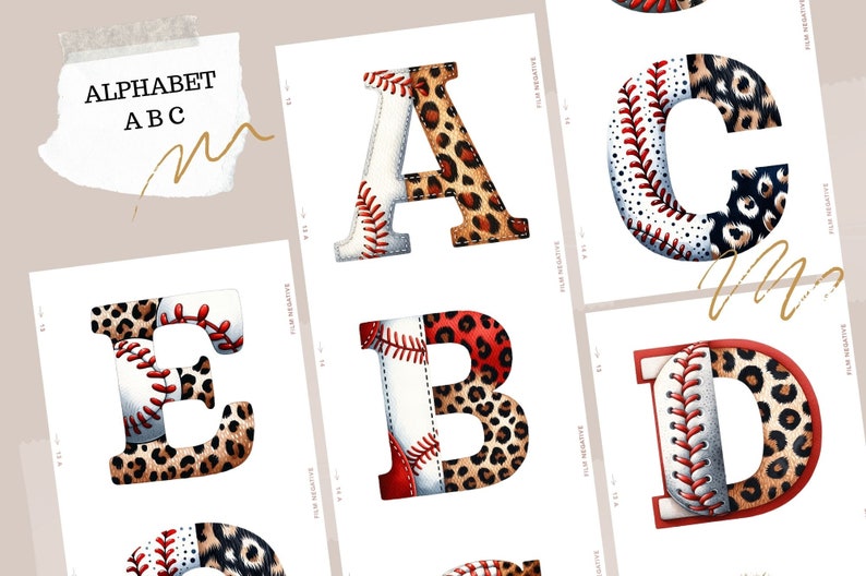 Baseball Leopard Alphabet Letters, Baseball Alphabet, Alphabet ...