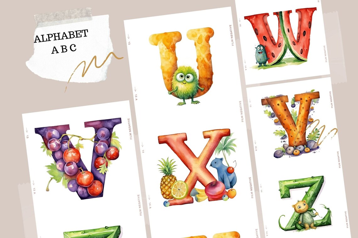 Fruits and Vegetables Alphabet Clipart, Vegetables Letters Clipart ...