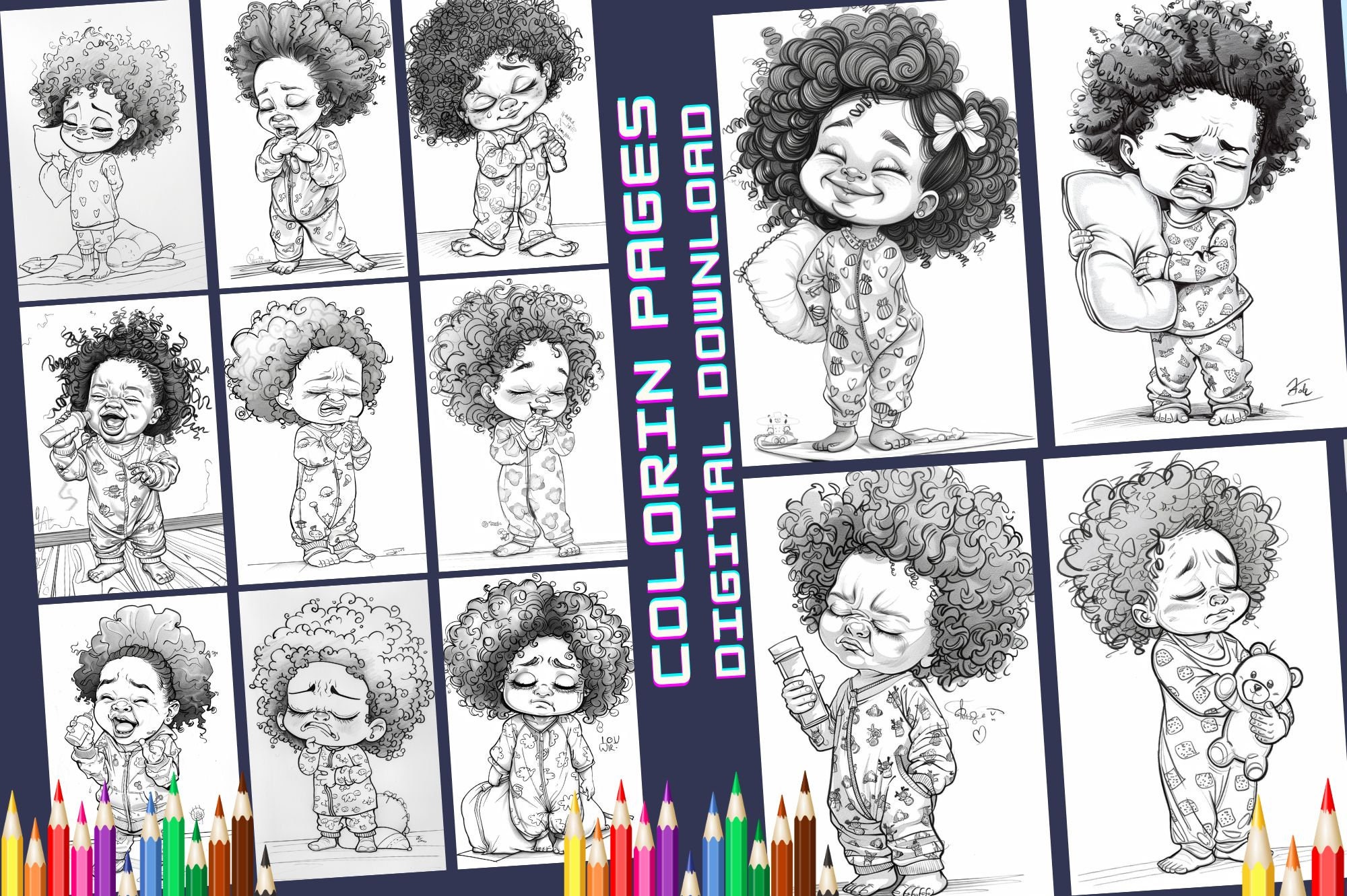 Cute African American Baby Coloring Pages, Pajamas African American ...