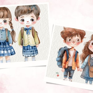 Girl and Boy Bus School Clipart, Back to School, School Bus, Study Girl ...