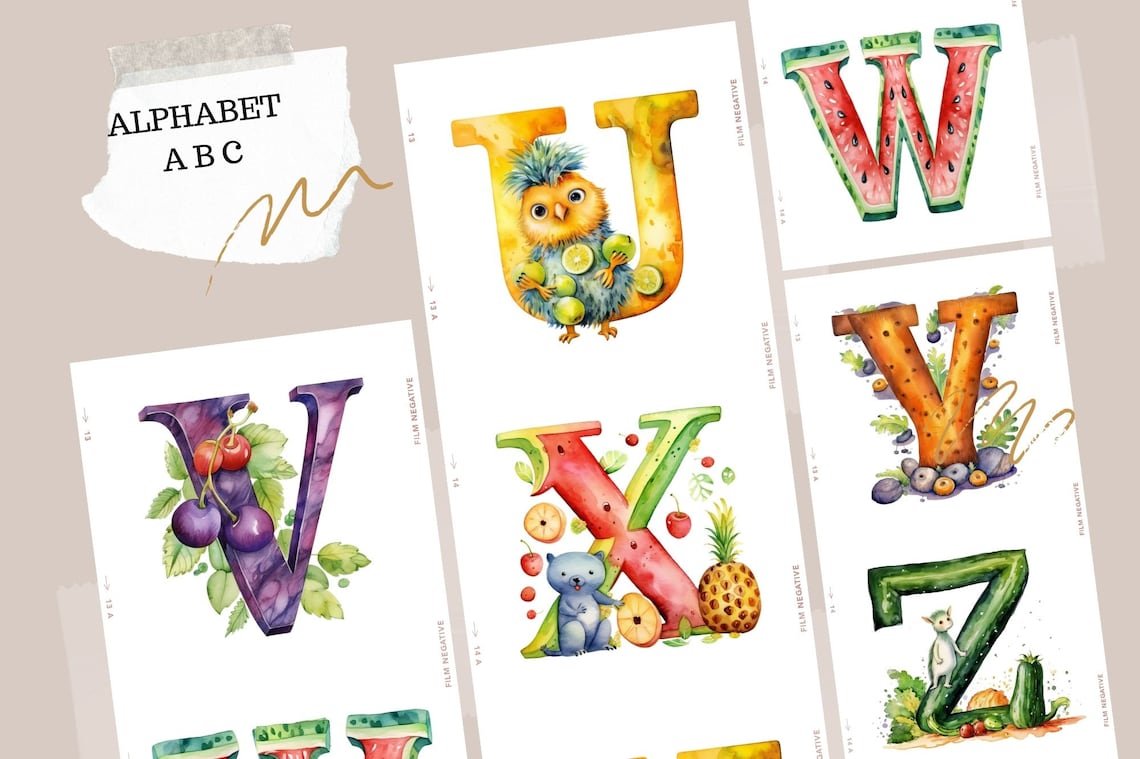 Fruits and Vegetables Alphabet Clipart Vegetables Letterst - Etsy