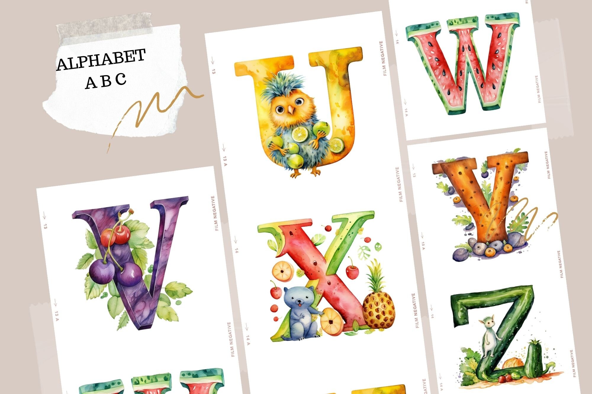 Fruits and Vegetables Alphabet Clipart Vegetables Letterst - Etsy