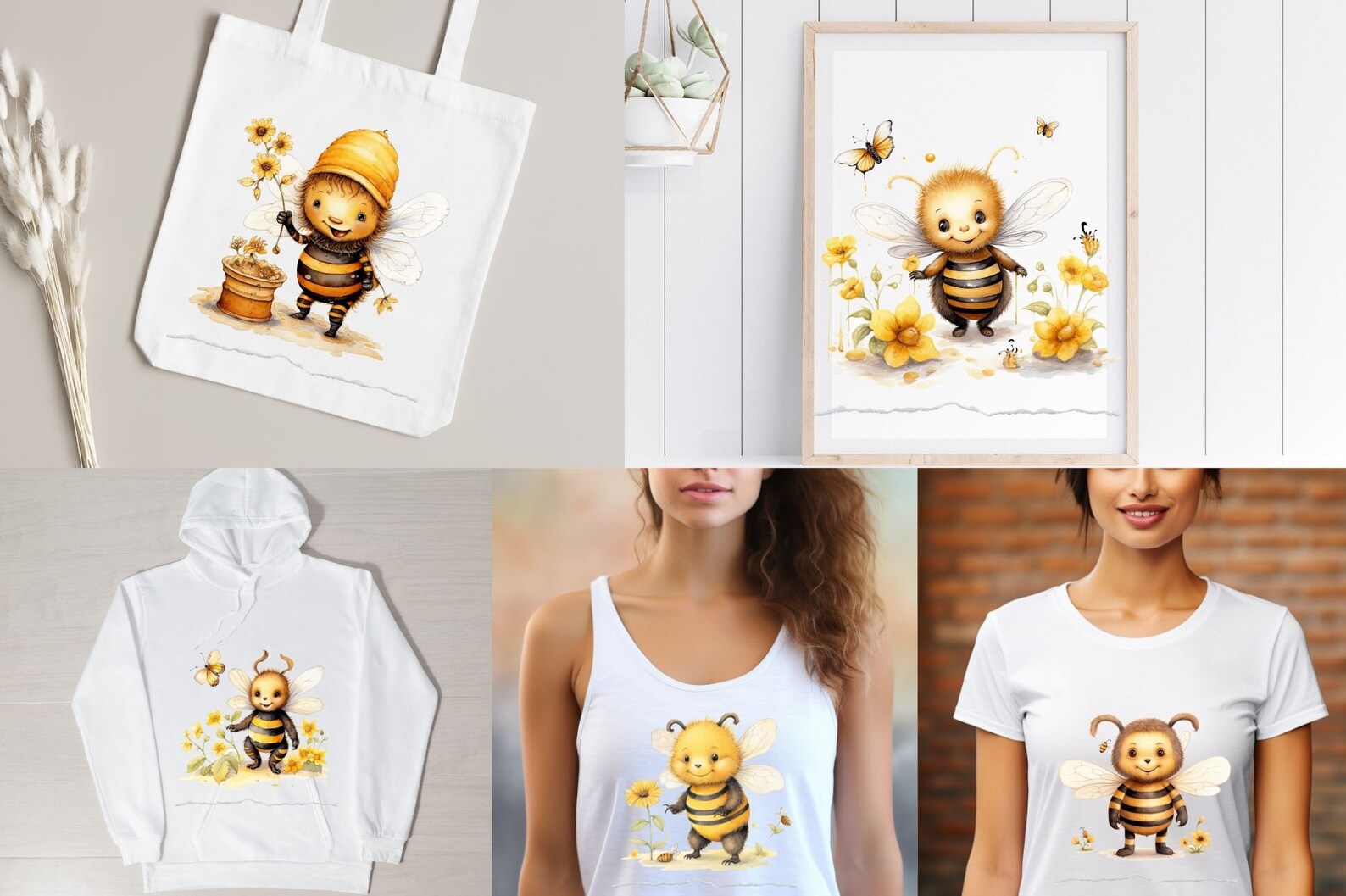 Honey Bee Clipart, Cute Bee PNG Bundle, Baby Honey Bee Clipart, Nursery ...