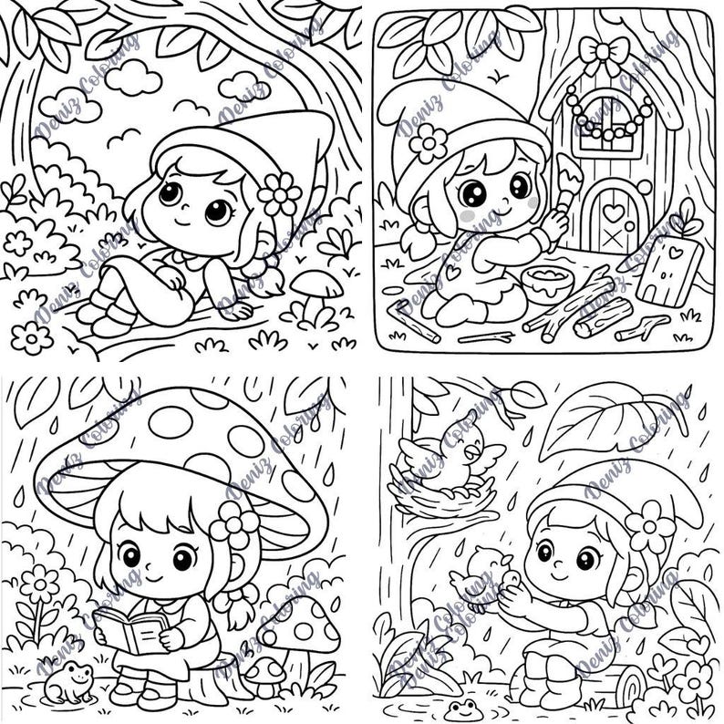 Adorable Gnome Girl Coloring Pages for Kids and Adults, Printable ...