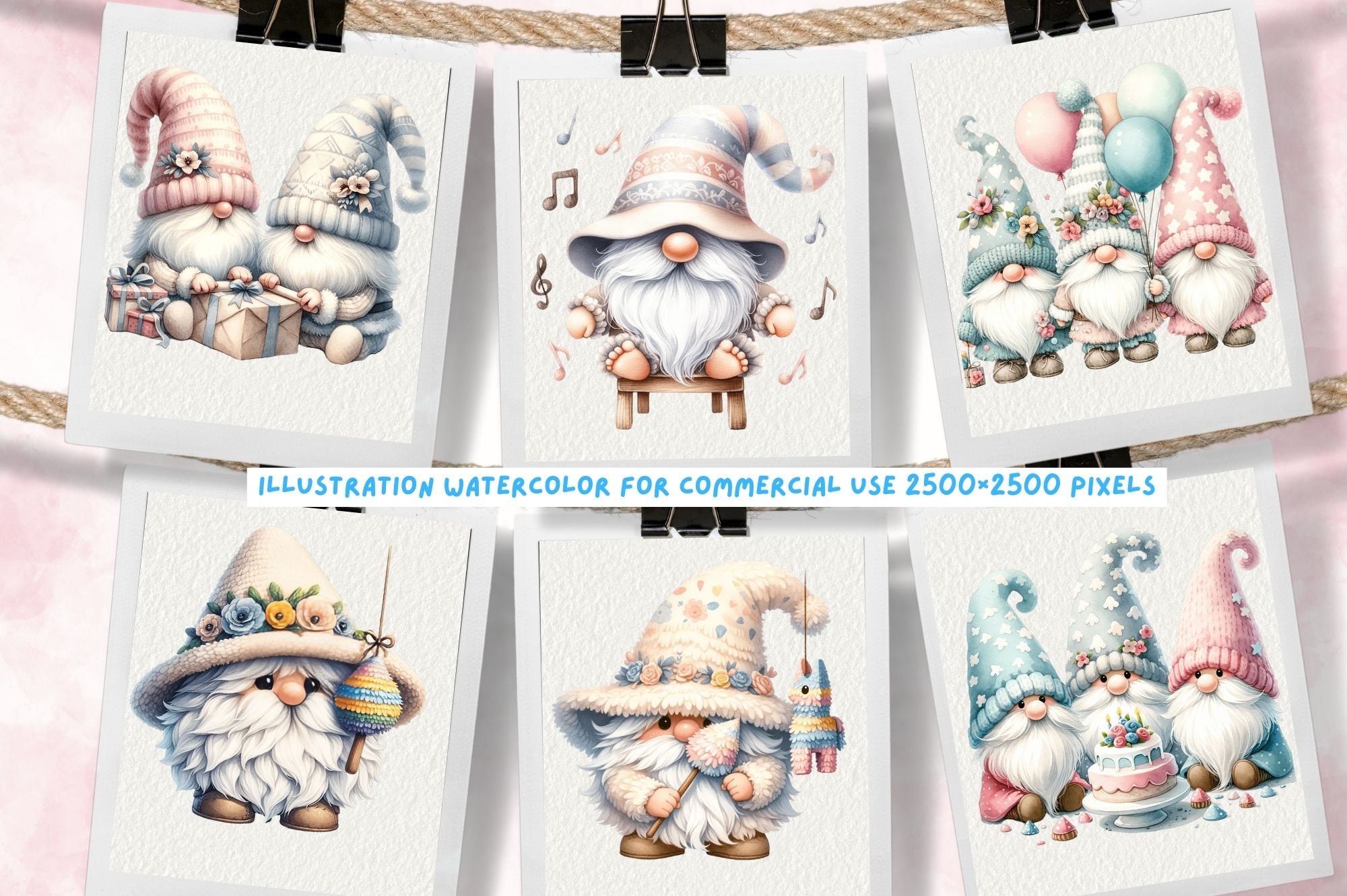 Birthday Gnomes Watercolor Clipart, Birthday Decoration Png, Whimsical ...