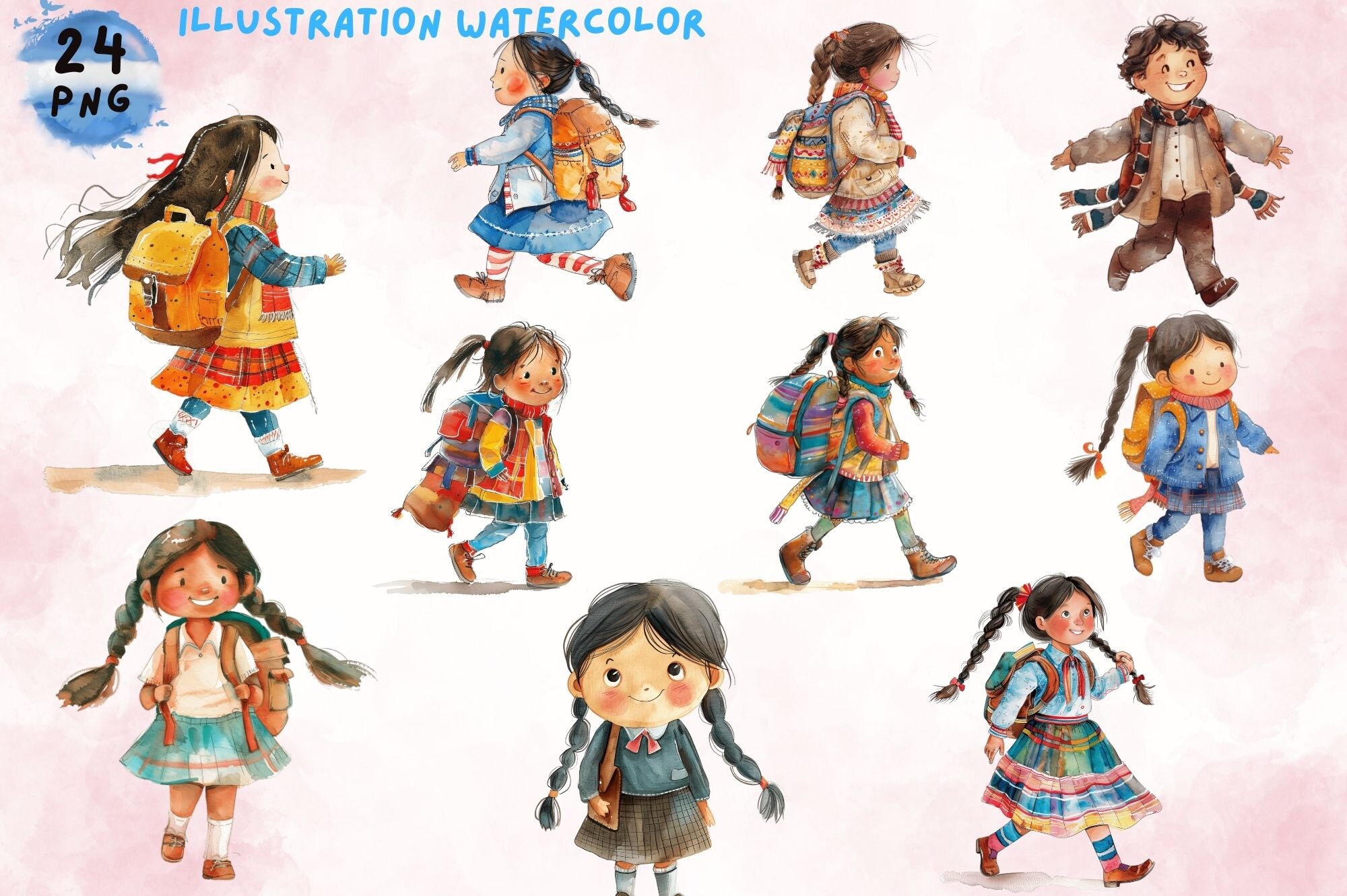 Children Going to School Clip Art, School Girl Clipart, Back to School ...