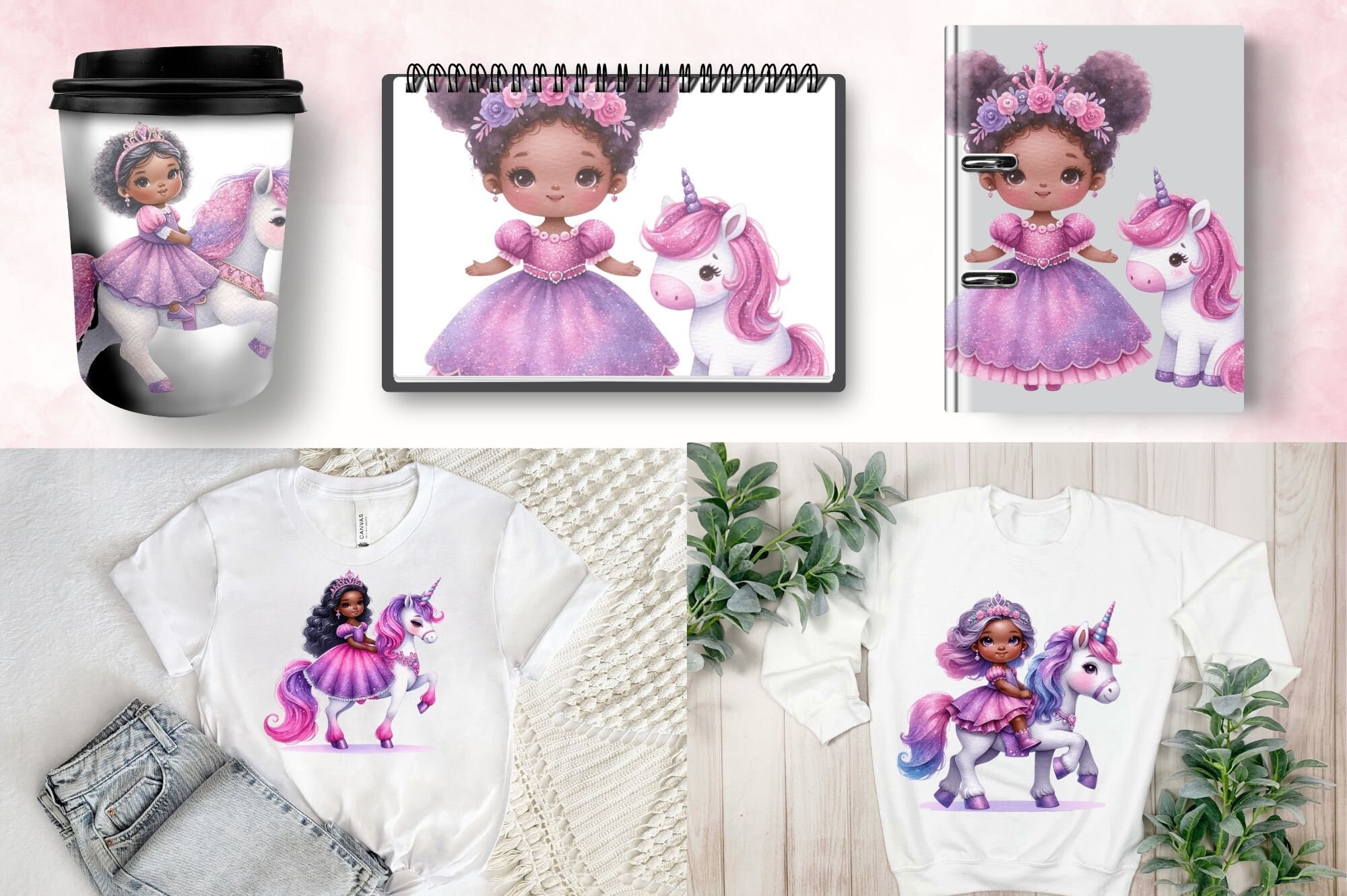 Cute American African Princess Clipart, Purple Princess PNG, Cute Girl ...