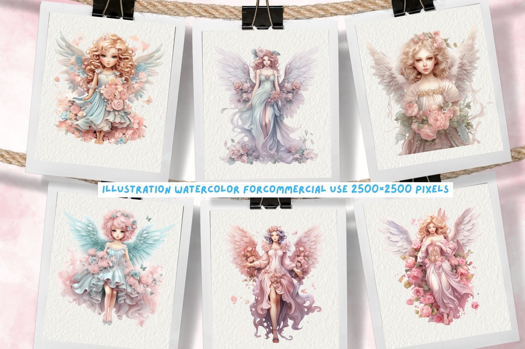Pastel Angel Floral Clipart, Beautiful Bibilcal Angel Clipart , Female ...