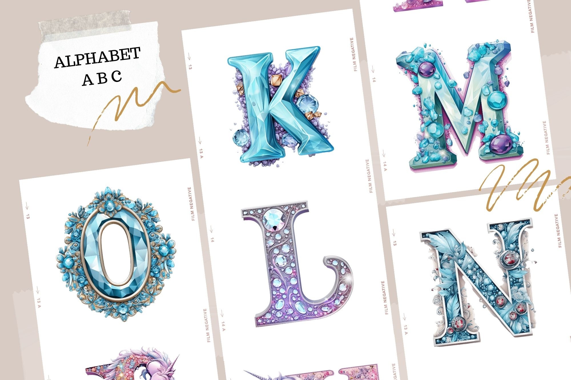 Crystal Alphabet, Crystal Alphabet Scrapbook, Gemstone Clipart, Nature ...